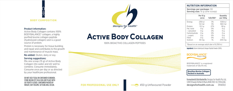 Designs for Health Active Body Collagen – Integrated Nutraceuticals Ltd.
