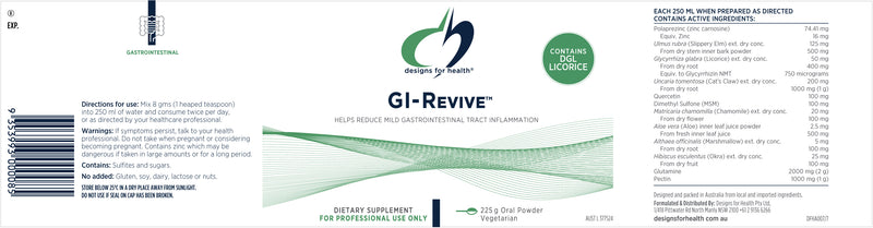 Designs for Health Australia GI Revive™ – Integrated Nutraceuticals Ltd.